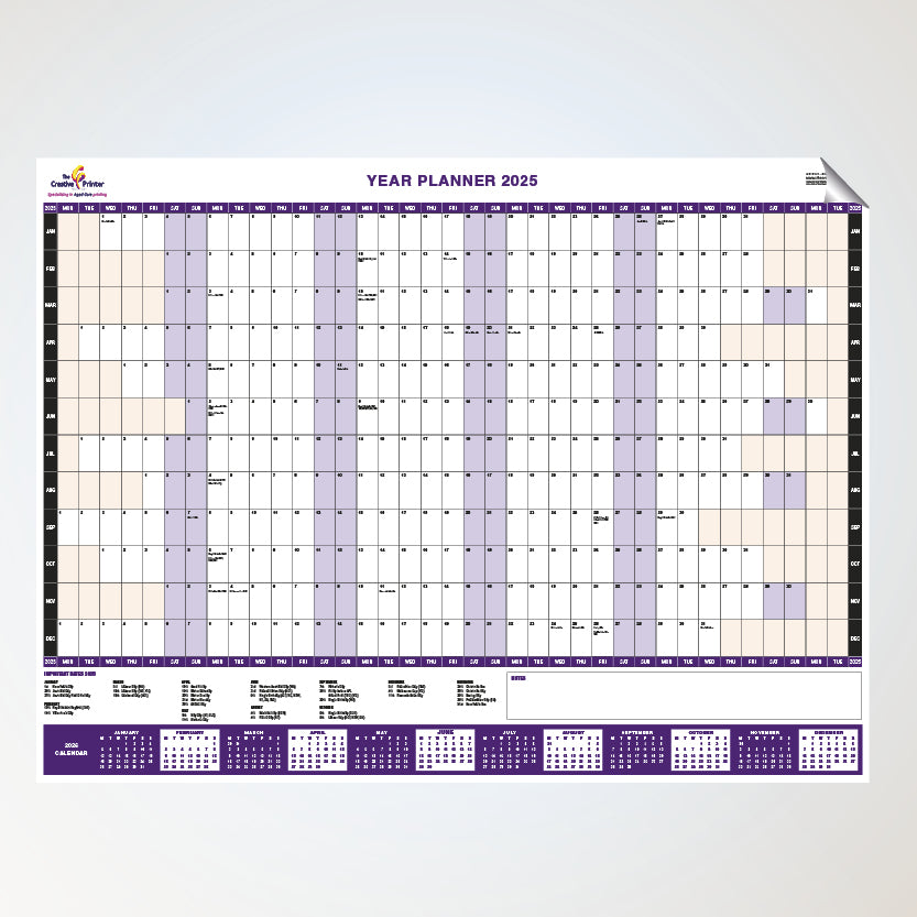 Year Planner 2025 (Whiteboard RPM™ decal)– The Creative Printer