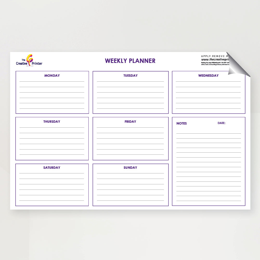 Weekly Planner (Whiteboard RPM™ decal)– The Creative Printer